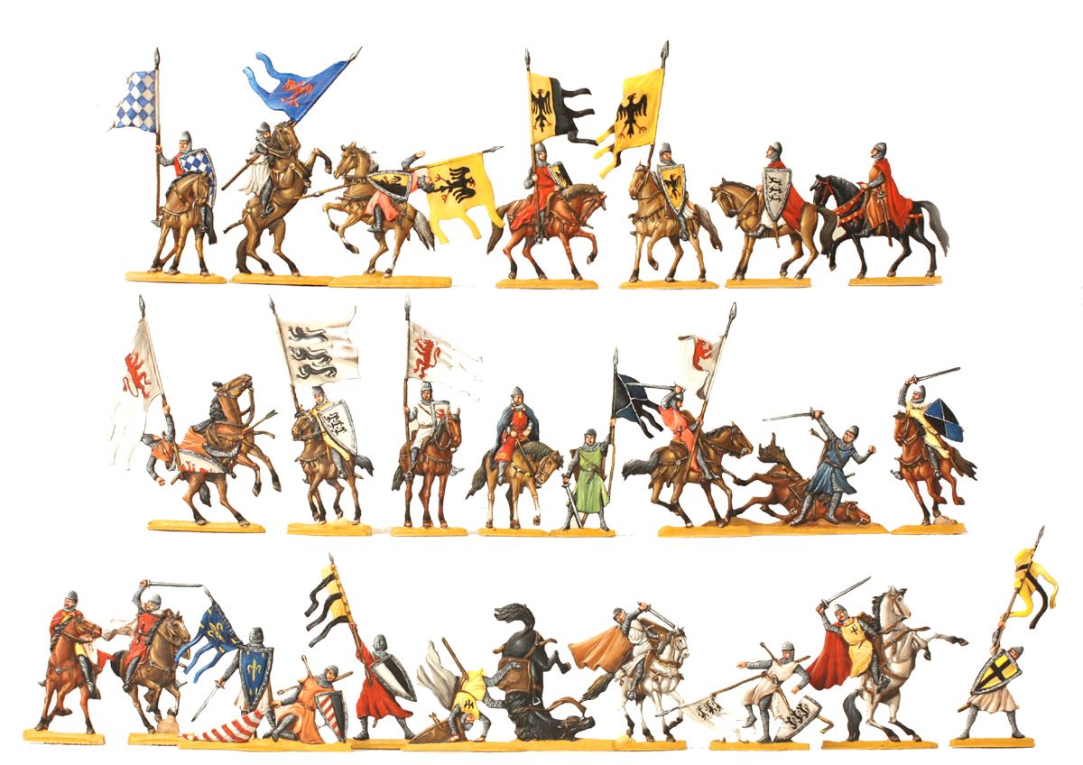 Berliner Zinnfiguren | Medieval knights mounted and dismounted in ...